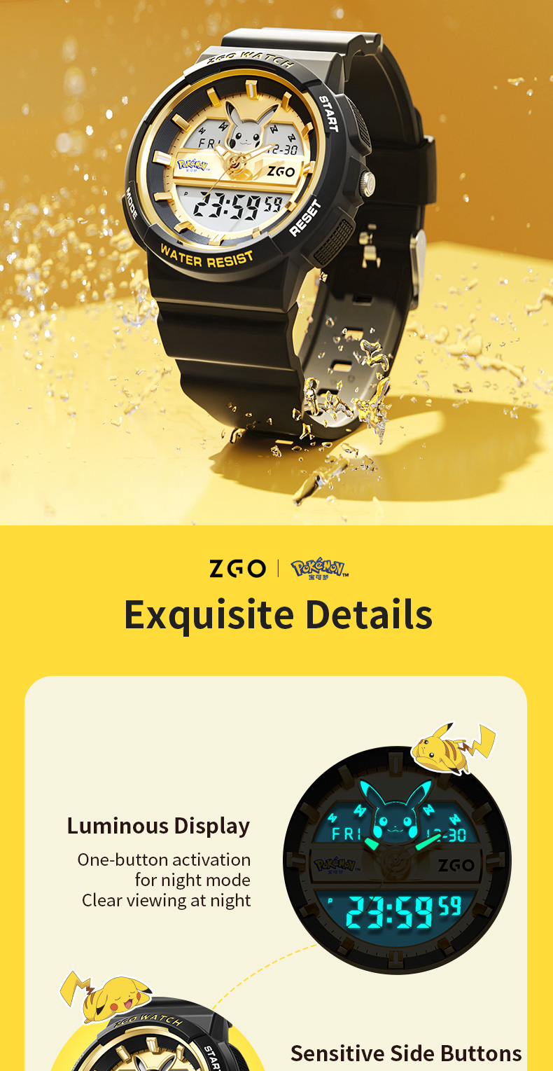 【Hot items】ZGO x Pokemon Pikachu jam tangan Original Electronic Watch ...