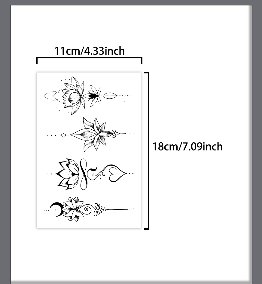 Lotus Design Waterproof Temporary Tattoo, Stylish Body Sticker for ...