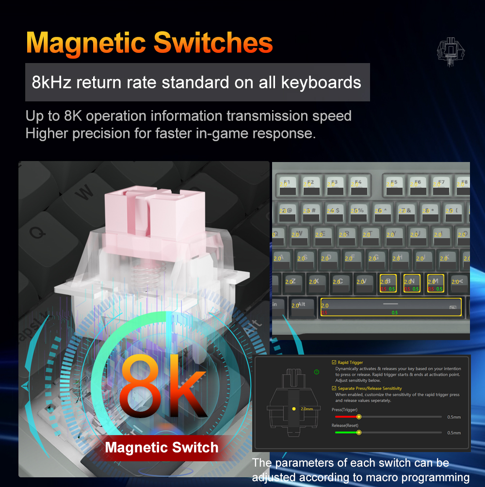 E-YOOSO Hz82 RGB USB 8K Mechanical Gaming Keyboard Magnetic Switch ...