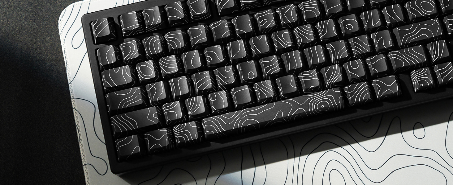 Womier Shine Through Topographic keycaps PBT Black Dye Sub & Double ...