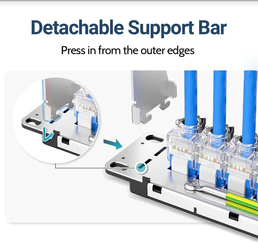 AMPCOM 1U 24-Port UTP Keystone Patch Panel, Rack-Mounted with Rear ...