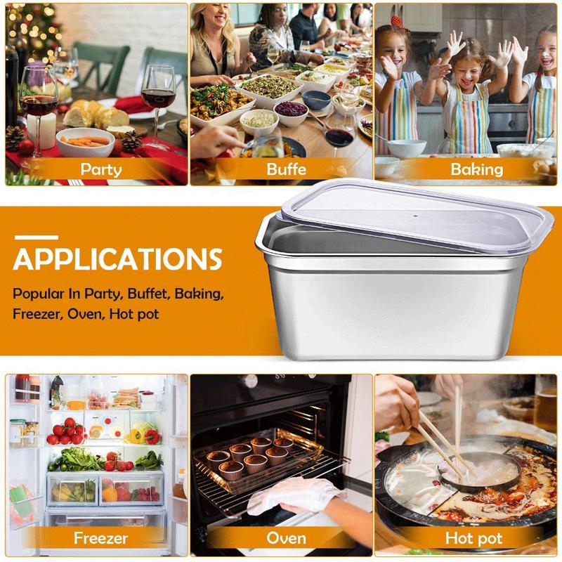 6PCS Thickened SUS 304 Stainless Steel Food Container Lunch Box With ...