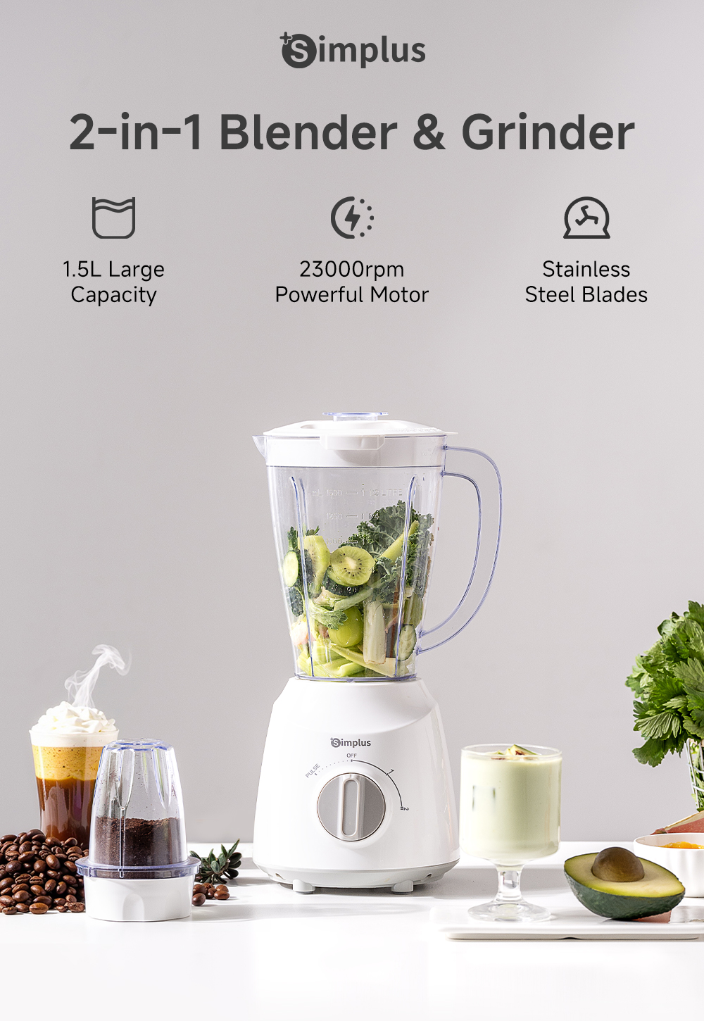Simplus Multifunctional Single-Knob Food Processor (1.5L/400W) LLJH008 ...