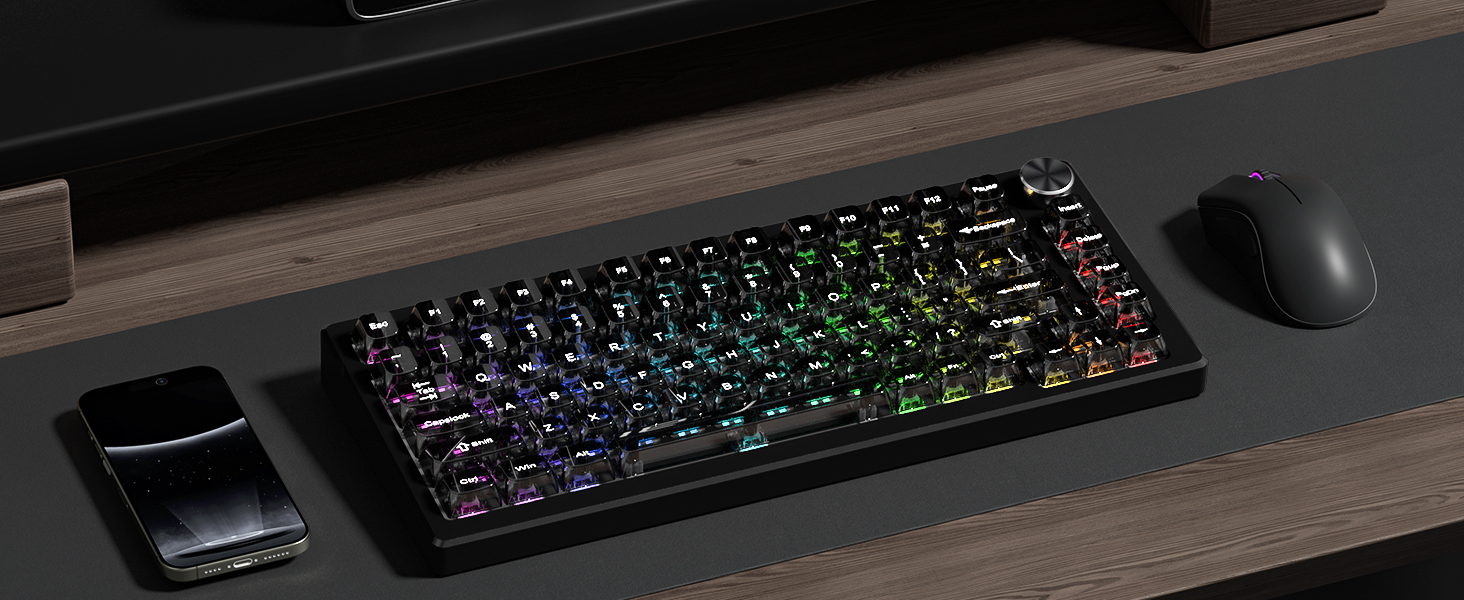 Womier 115 Keys Crystal Backlit Keycaps Grey MDA Profile Transparent PC ...