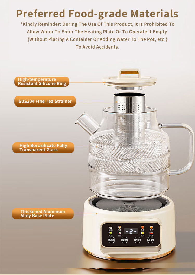 0 glue. All-Glass Healthy Kettle 1.2L Constant Temperature Health Kettle Household ...