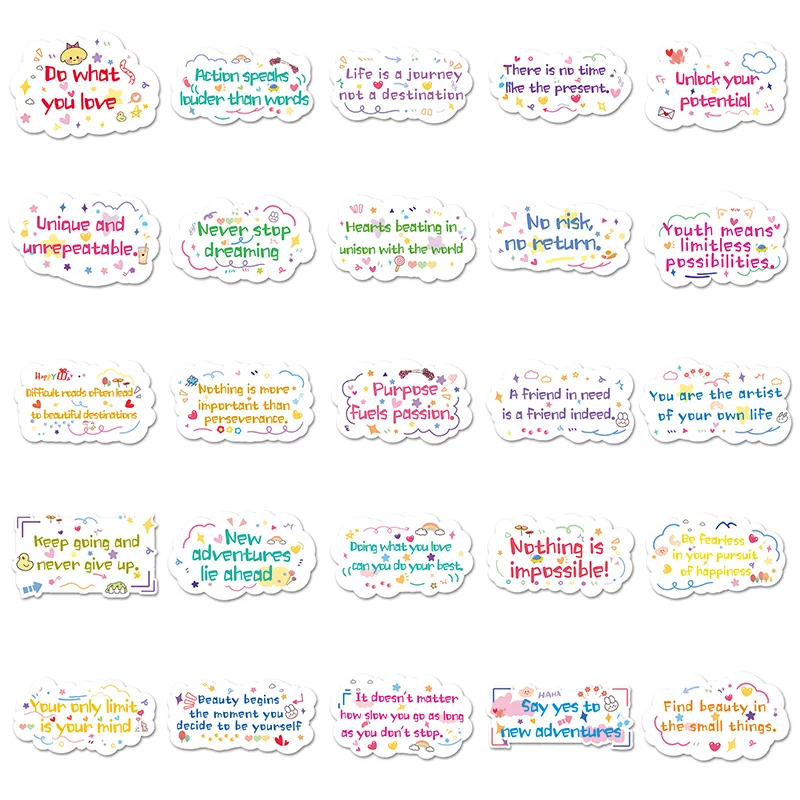 50pcs Motivational English Cartoon Stickers Kids Decals Toy Graffiti ...