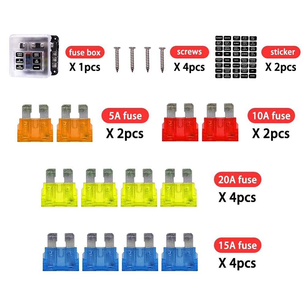 Fuse Box, Blade Fuses Holder Block with W/Negative Bus 6/12 way with ...