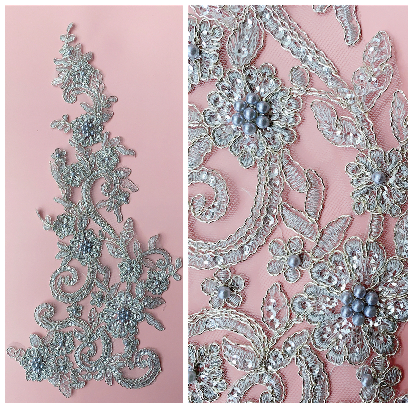 1Pc Lace Applique Flower Sequius Patch For Garment Wedding Accessories ...