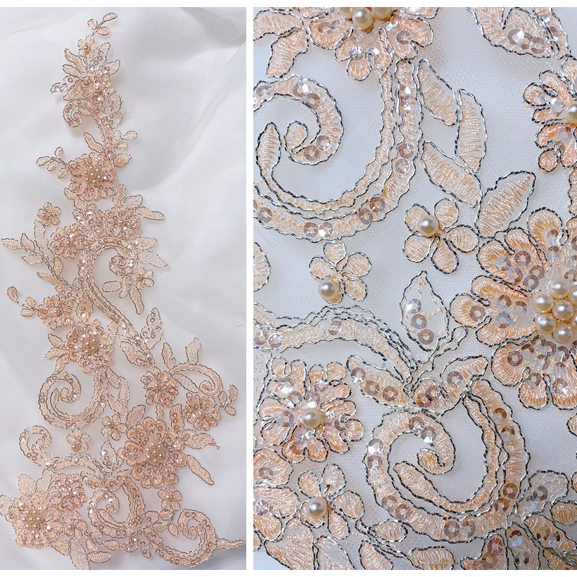 1Pc Lace Applique Flower Sequius Patch For Garment Wedding Accessories ...