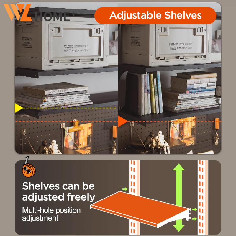 Book Shelf Rack Rak Buku Besi Pegboard Organizer Adjustable Book Shelf ...