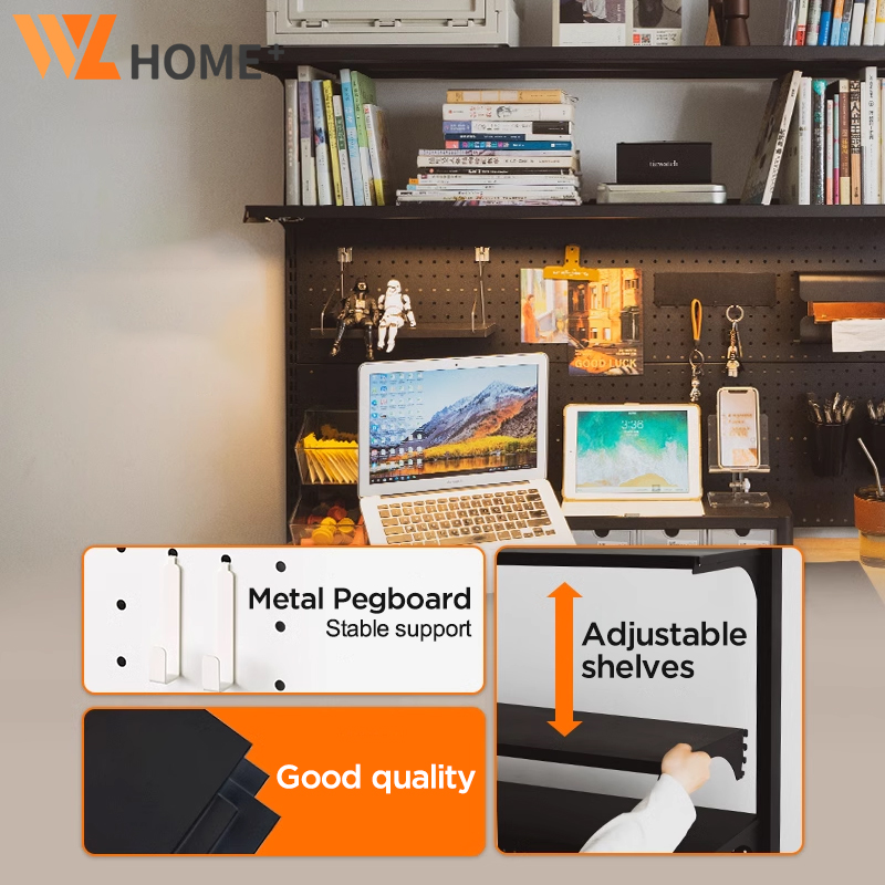 Book Shelf Rack Rak Buku Besi Pegboard Organizer Adjustable Book Shelf ...