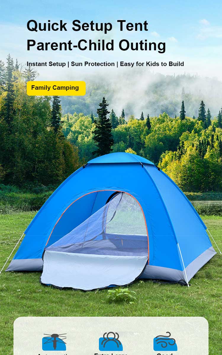 1-4 Person Camping Tent Pop Up Khemah Automatic 1or 2 Door Shelter UV ...