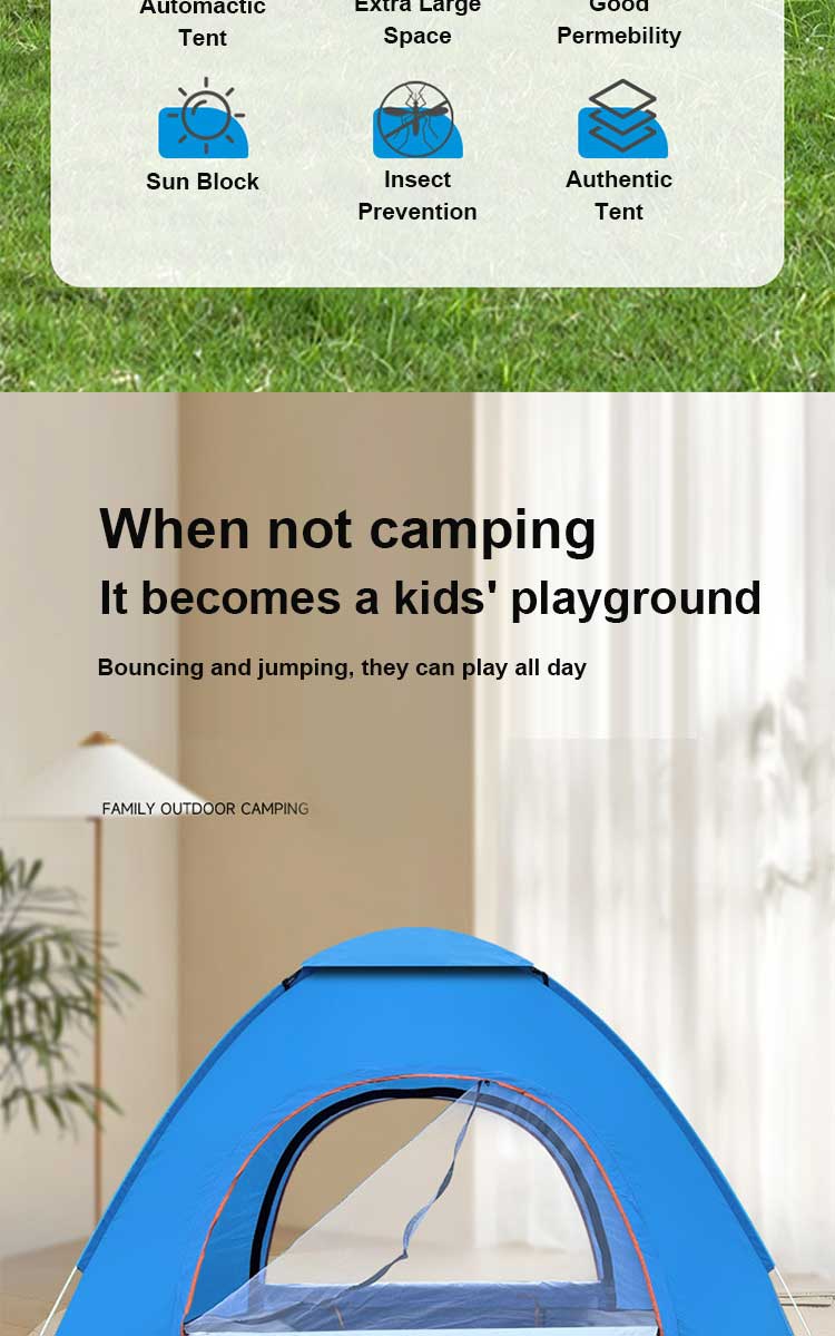 1-4 Person Camping Tent Pop Up Khemah Automatic 1or 2 Door Shelter UV ...