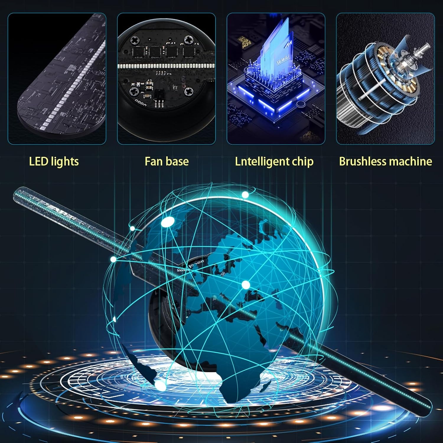3D Hologram Projector 3D Hologram Fan 268 Led Air Imaging 3D Hologram ...
