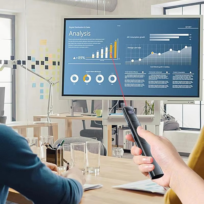 Clicker With Red Pointer 100 Days Standby Wireless Presentation Clicker Ergonomic Class Tool ...