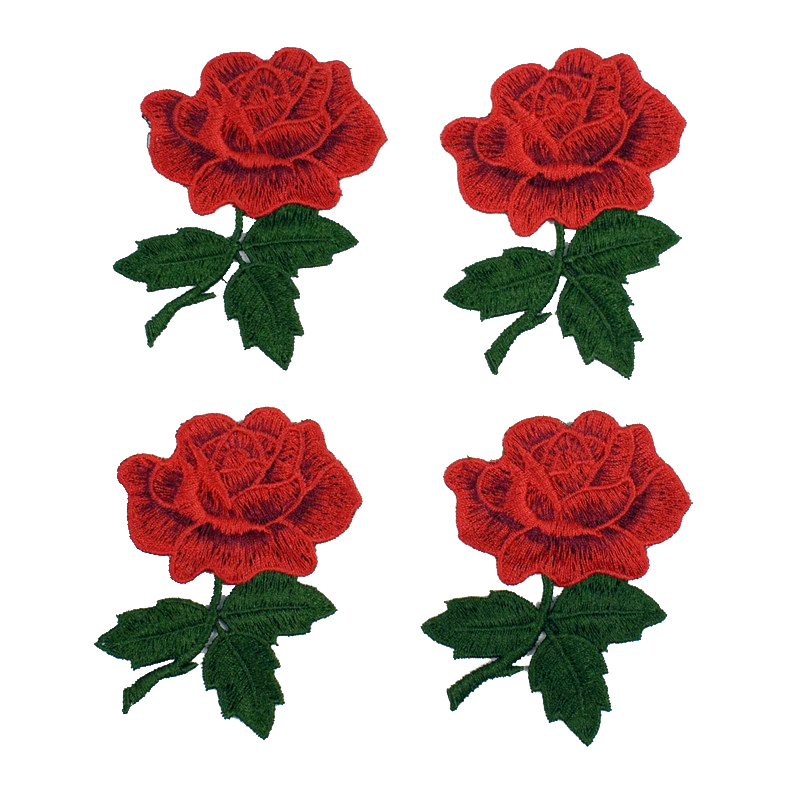 Red Rose Flower Patch Sew On Cloth Badge Embroidered Floral Applique ...