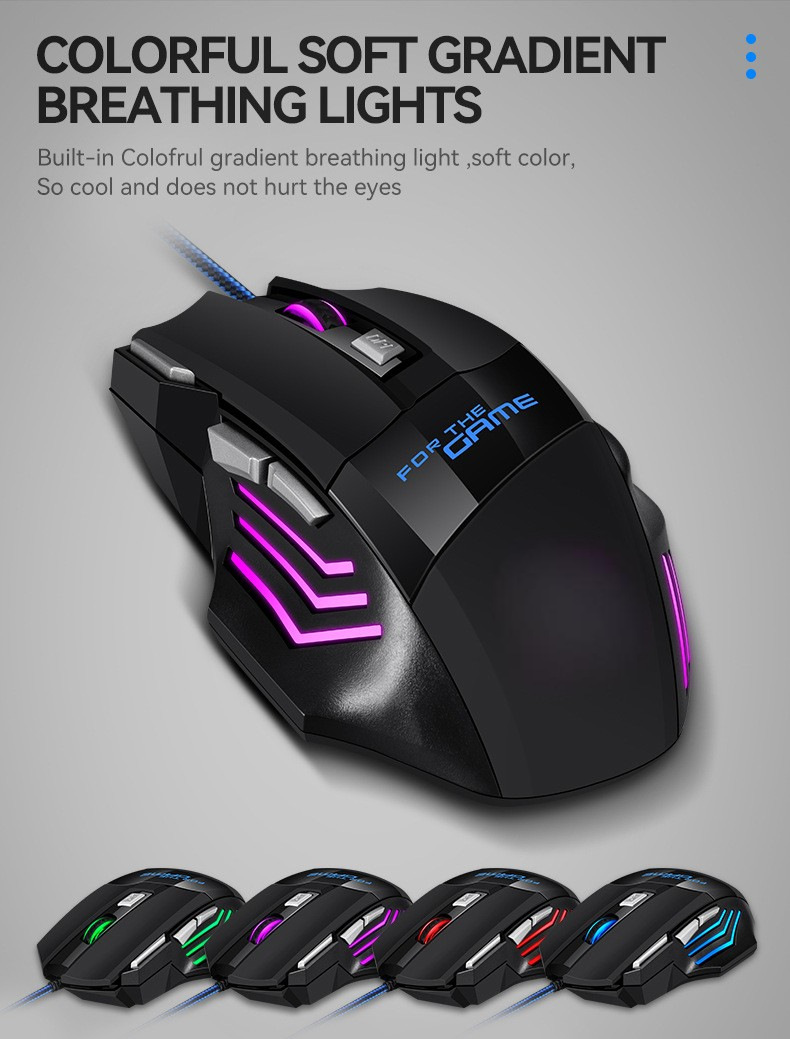 G6 wired Mouse 7-Button Color Breathing Luminous PUBG Recoil Control E ...