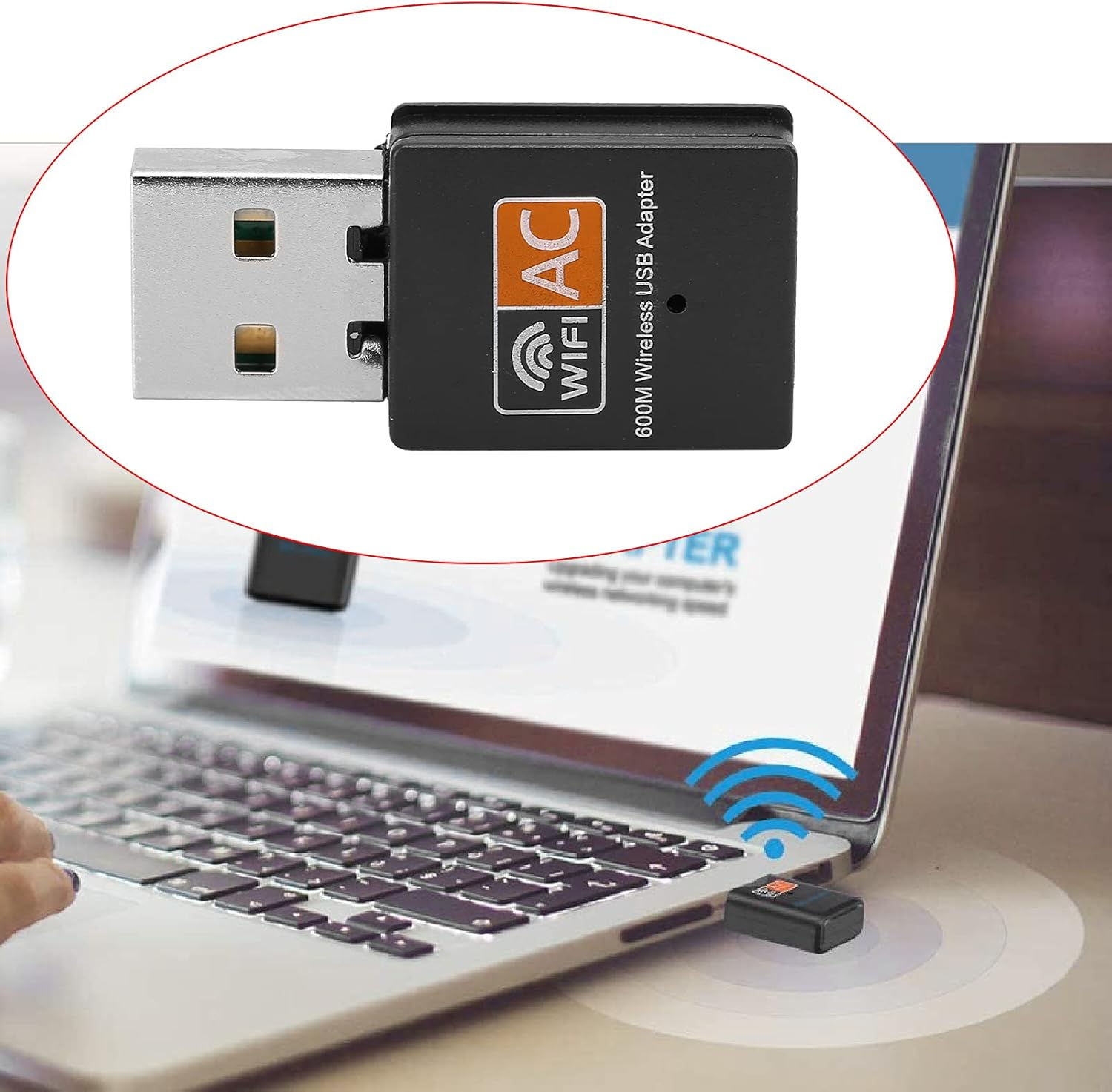 600M Dual Band Wireless Network Card Computer External 2.4G/5G USB Wifi ...