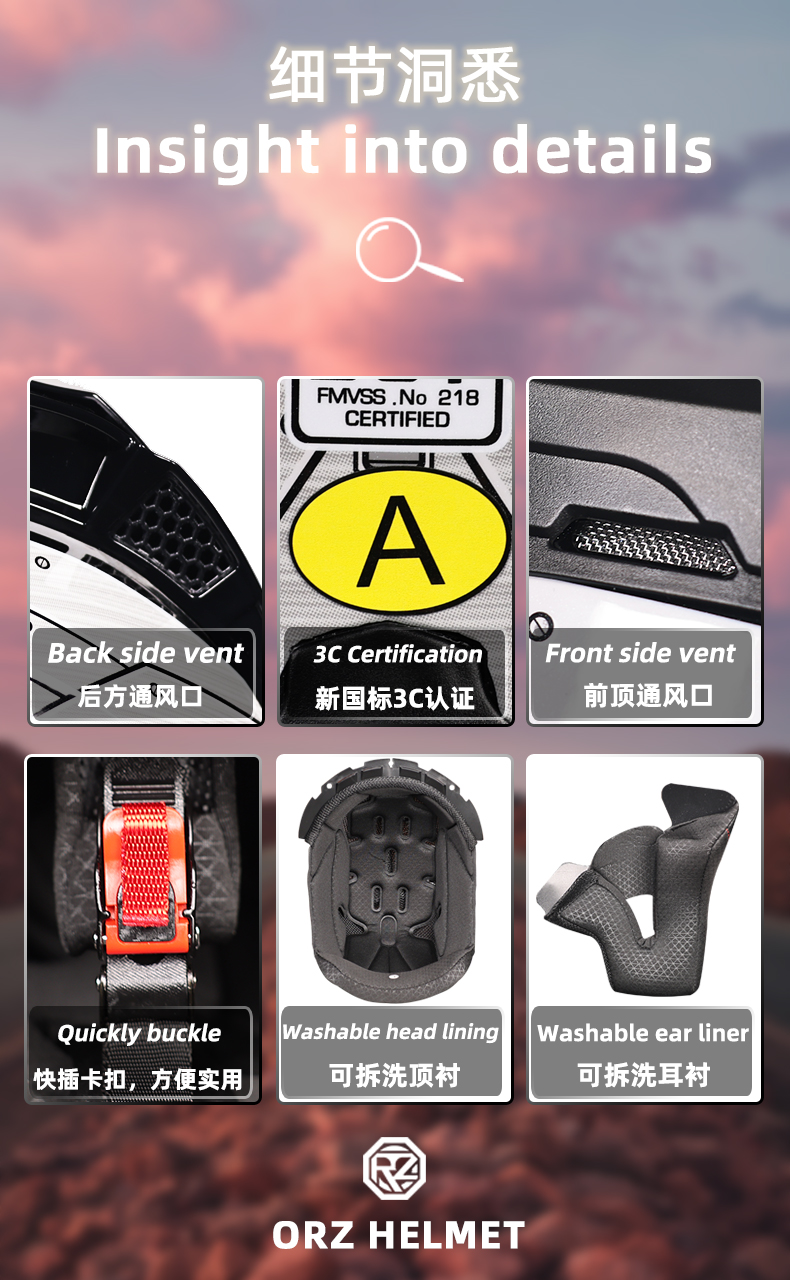 2024 New ORZ-169B Flip Up Motorcycle Helmet Full Face Off Road Casque M-XXL Szie Motocross ...