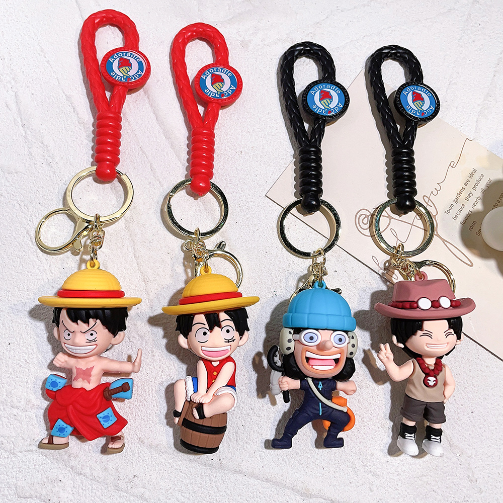 1 Pc Cartoon Anime One Piece Doll Braided Rope Keychain Luffy Zoro Doll ...