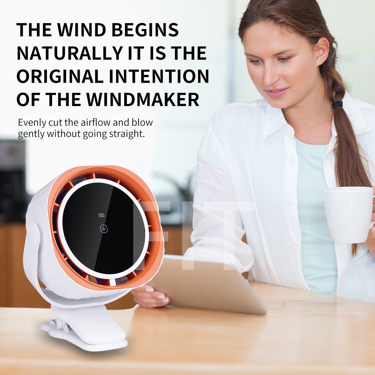 New desktop silent small fan, home USB digital display, dormitory wall ...