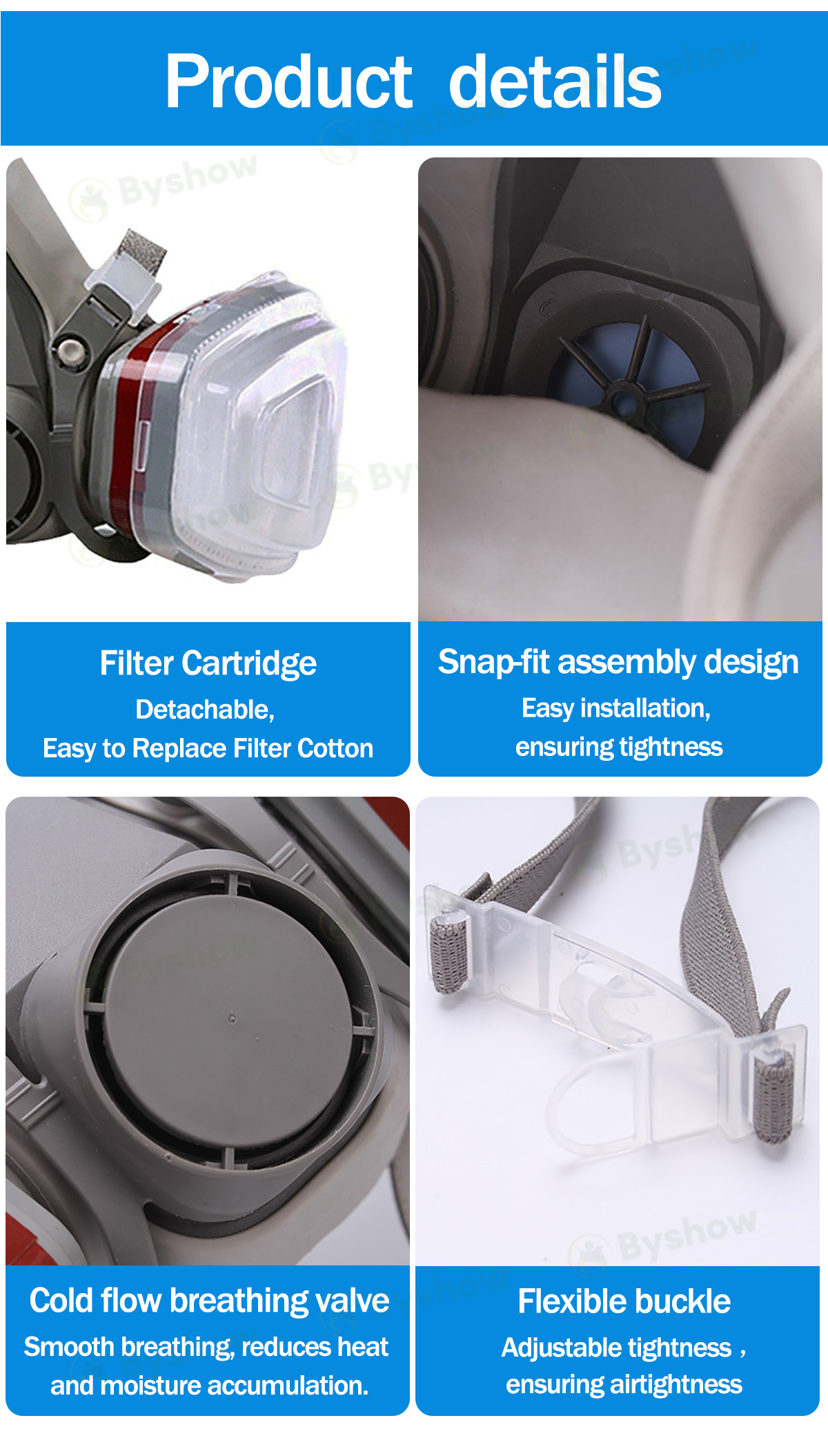 【Byshow】KN95 Reusable Full Half Face Mask with Activated Carbon Filter ...