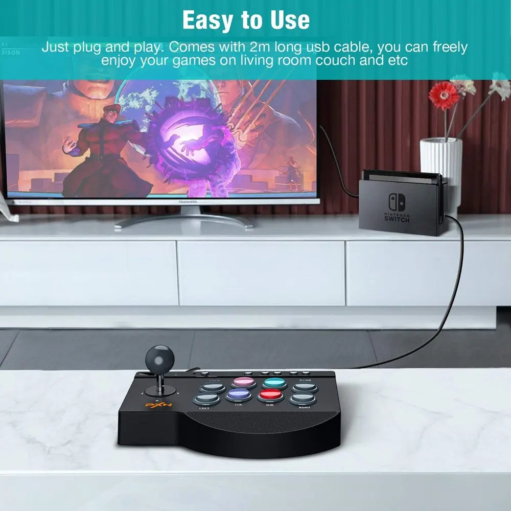 PXN 0082 Wired Game Joystick Arcade Console Street Fighter Controller ...