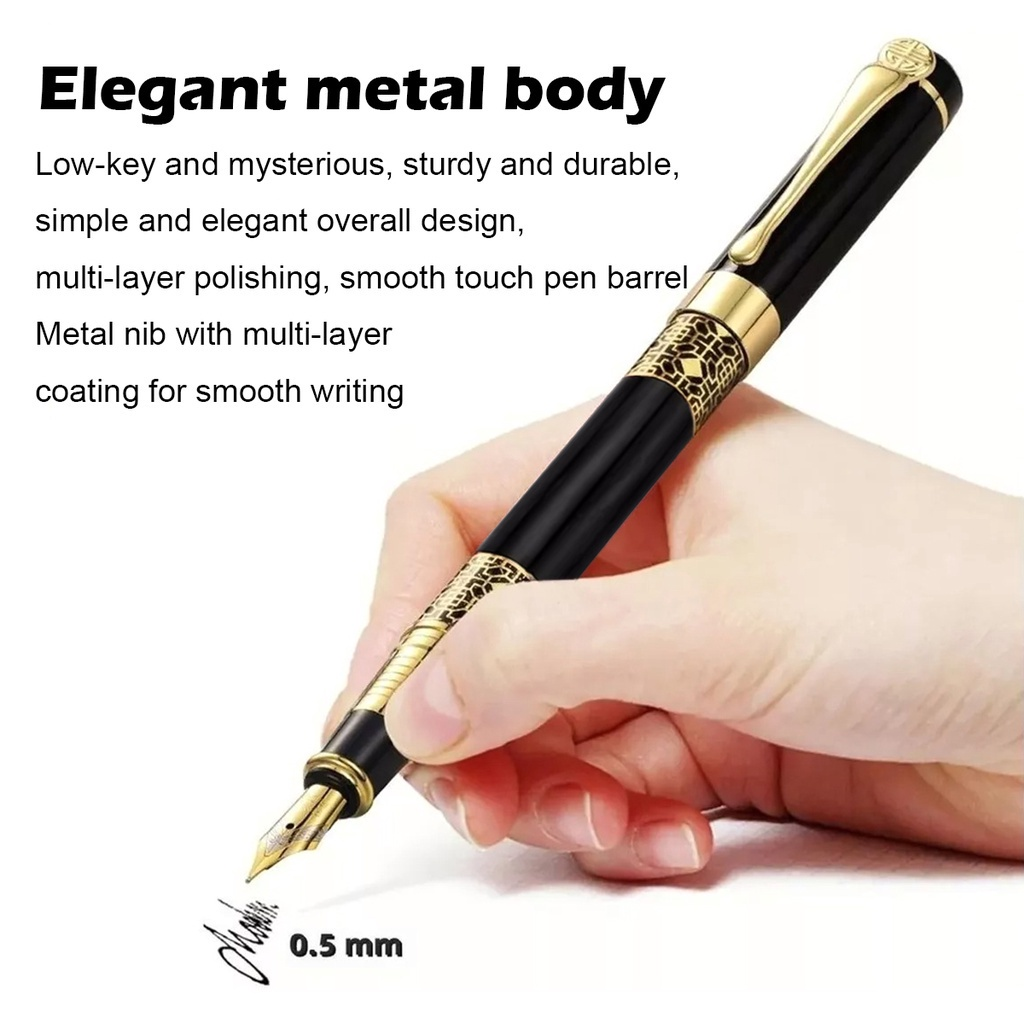 Vintage Metal Calligraphy Pen Set, 1+10 Pieces Ink F Tip Black Pen ...