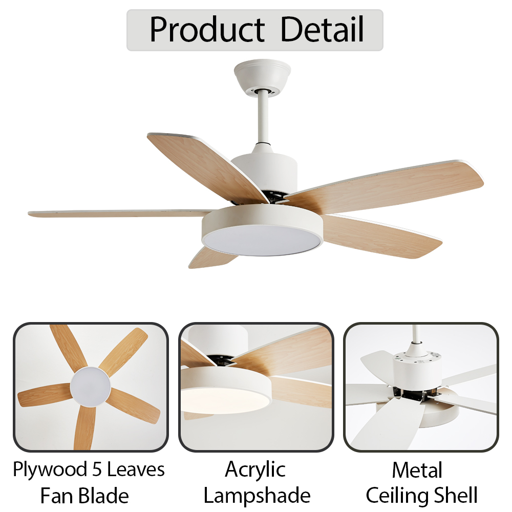 42/48/52 Inch Ceiling Fan With Light DC Motor 6 Speed 5 Blades Ceiling ...