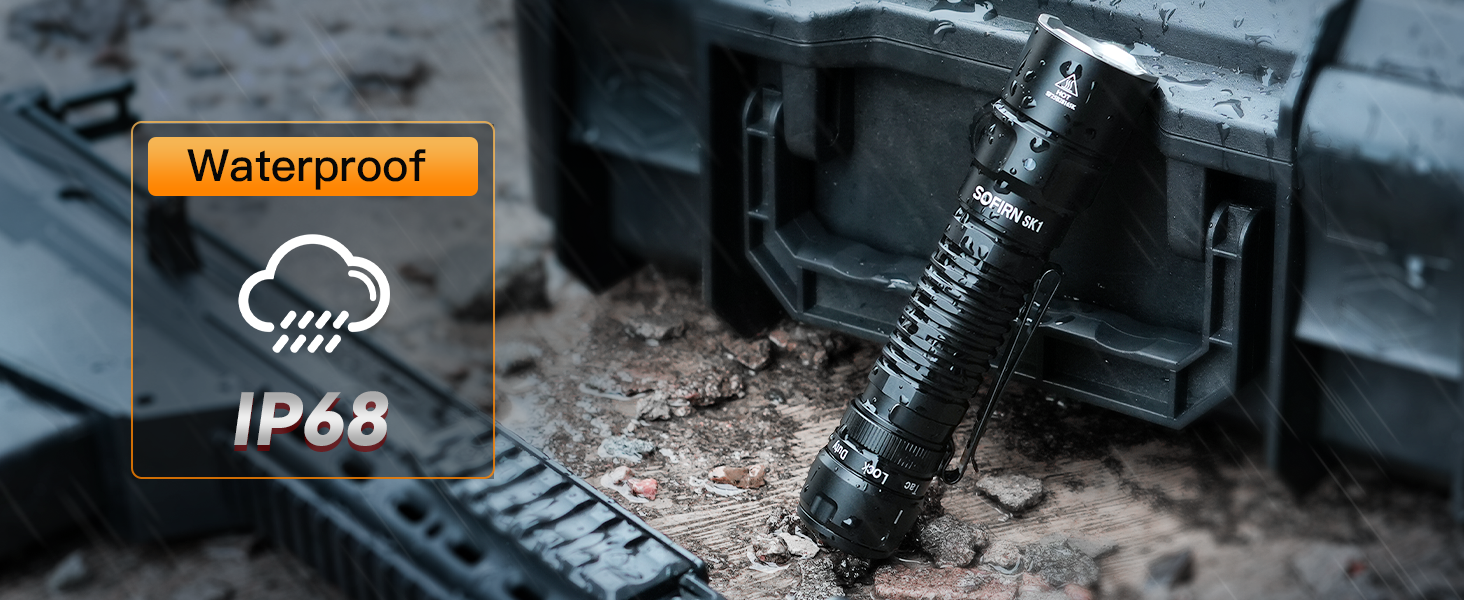 Sofirn SK1 Tactical Flashlight, 1300 Lumens, IP68 Waterproof, Long ...