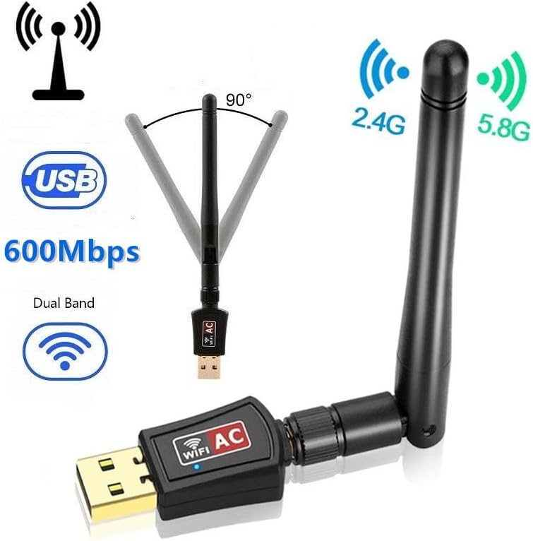 Wireless WiFi Adapter 802.11AC 600Mbps Dual Band 2.4G+5GHz USB Receiver ...