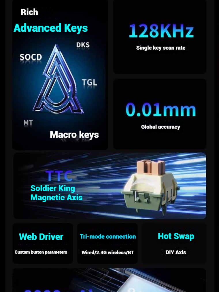 AJAZZ AK820MAX ULTRA Three Mode Magnetic Axis Wireless Game Mechanical Keyboard | Shopee Malaysia