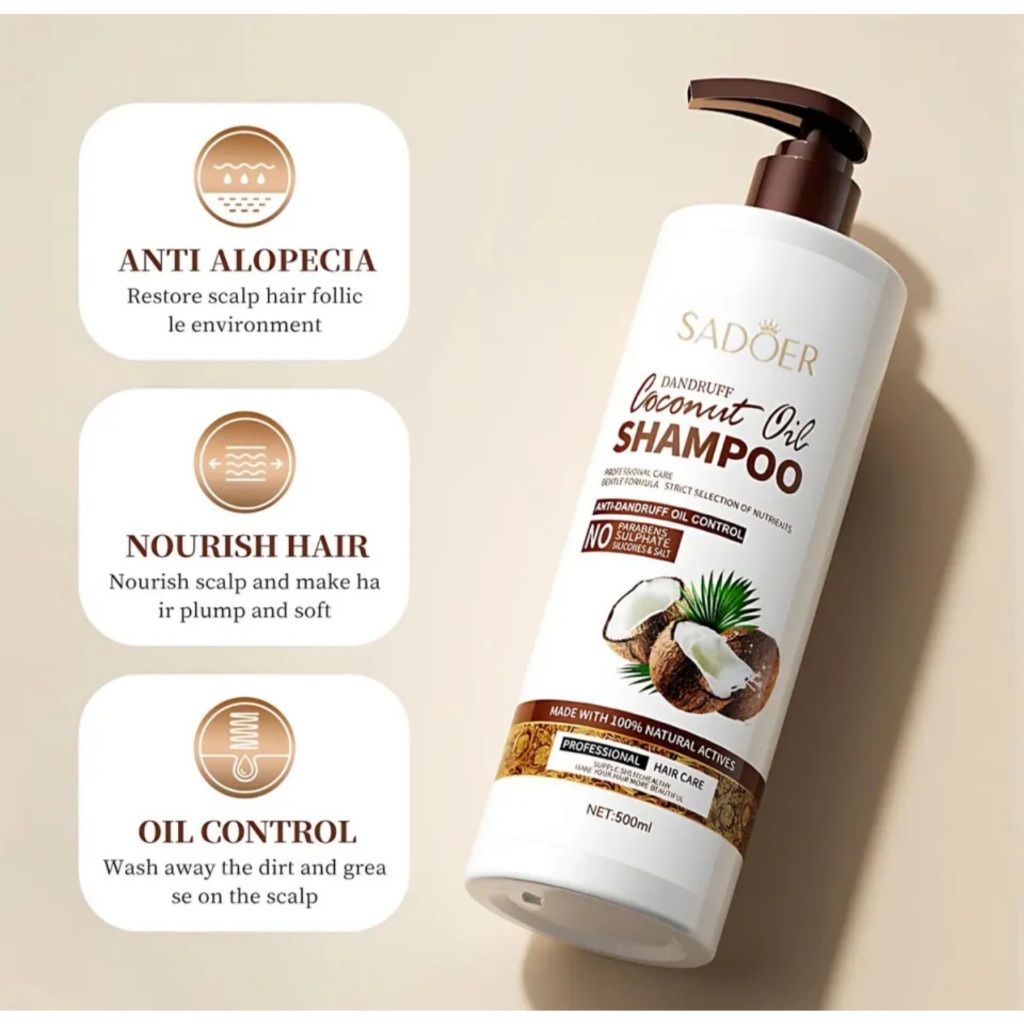 500ml Original coconut oil shampoo Anti-dandruff Oil Control itchy scalp oil control psoriasis ...