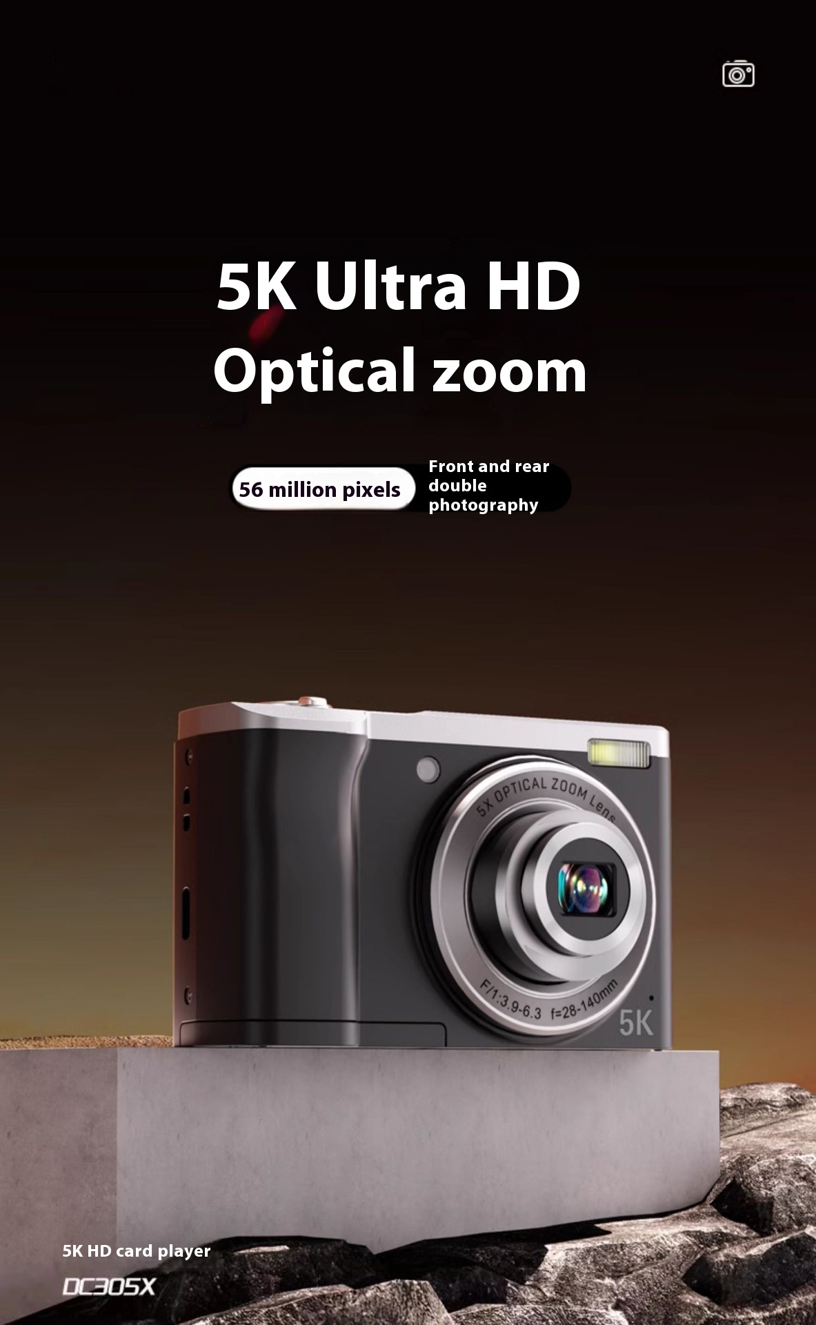 5K photography digital camera, upgraded 64MP autofocus video camera ...