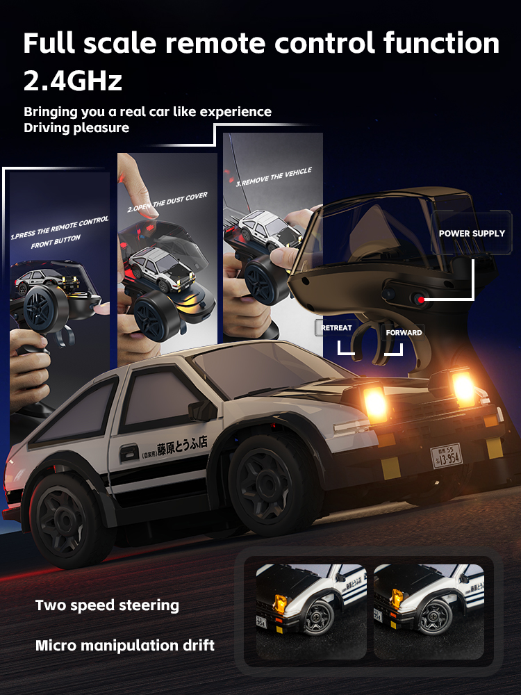 New 1:64 Mini Desktop RC Drift Car 4WD High Speed Remote Control Racing ...
