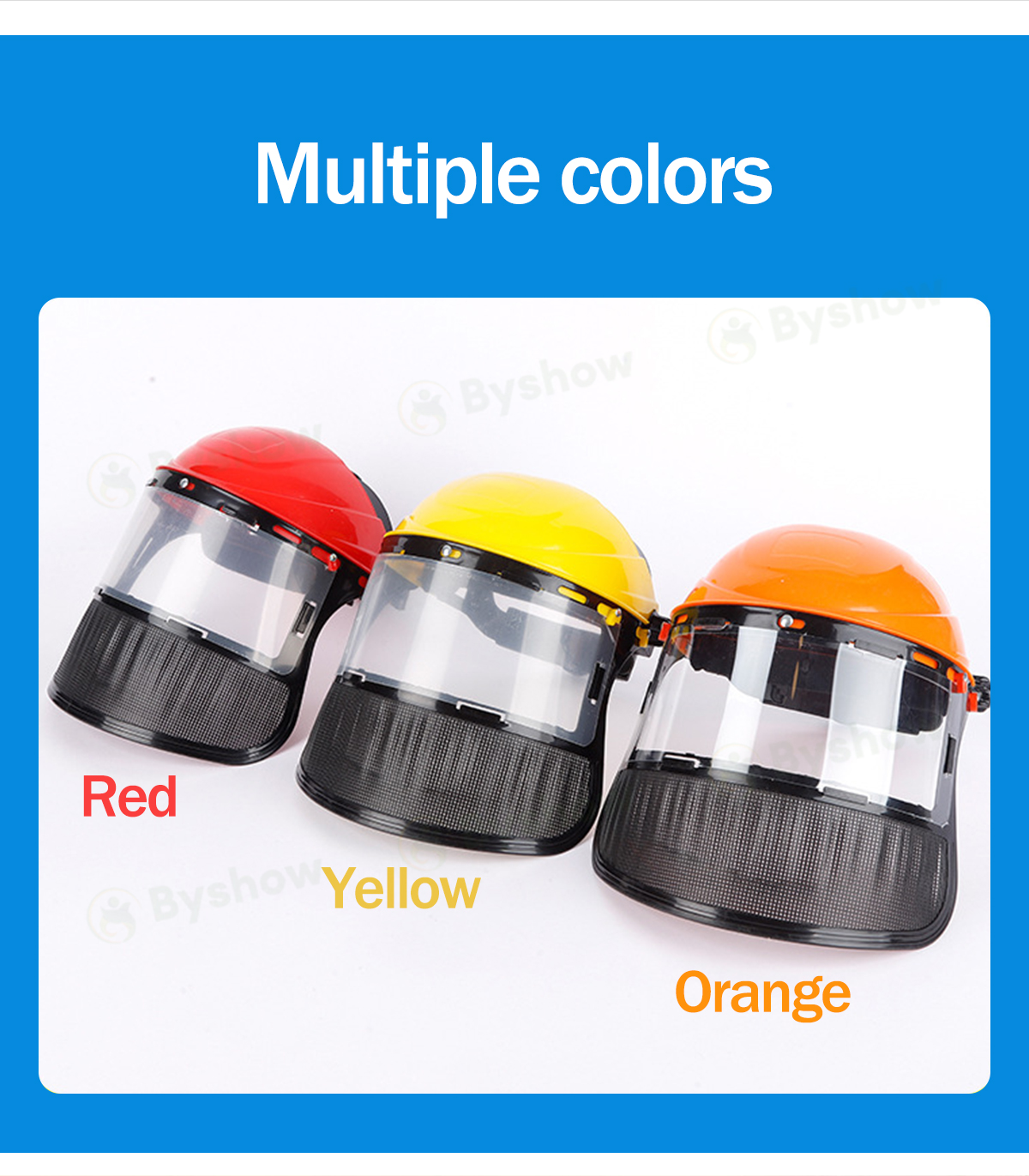 【Byshow】Full Face Mesh Safety Helmet Lawn Mower Protective Mask with ...