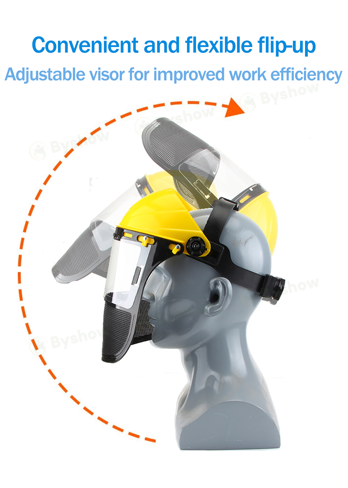 【Byshow】Full Face Mesh Safety Helmet Lawn Mower Protective Mask with ...