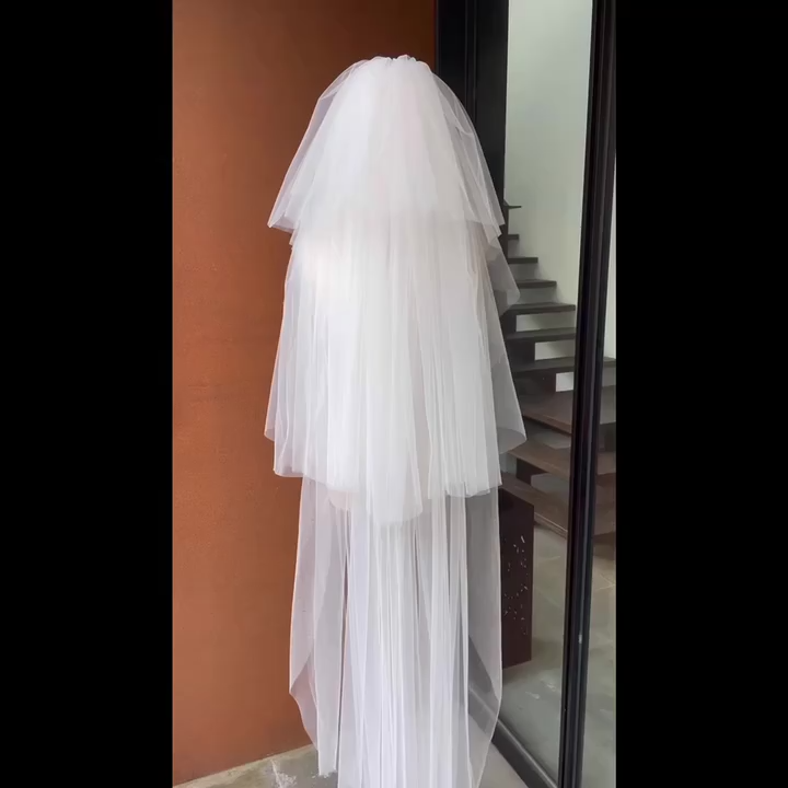 2/3 Layer Muslim Wedding Veil with Blusher – Soft Tulle Face Cover ...