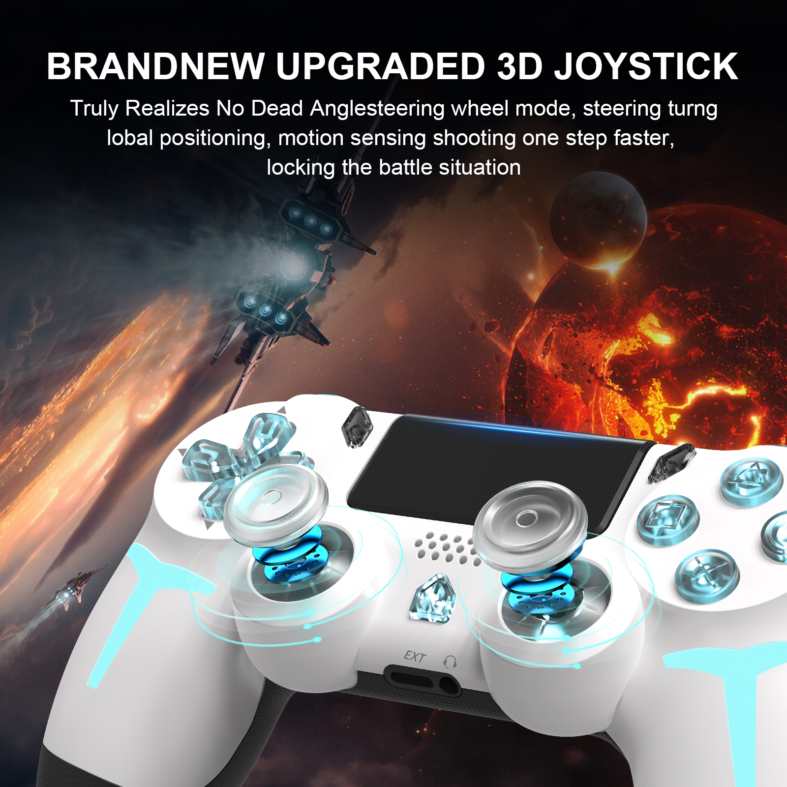 RGB Light Wireless Gamepad Bluetooth Controller For PS4 PS3 Console ...