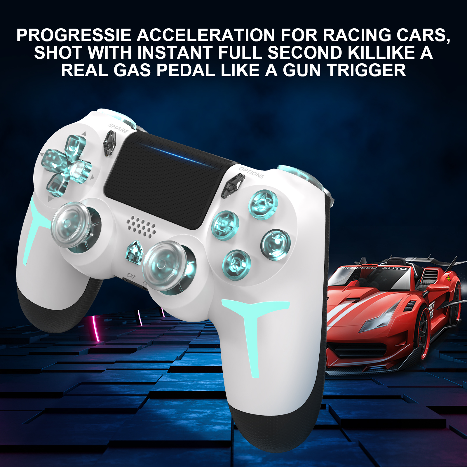 RGB Light Wireless Gamepad Bluetooth Controller For PS4 PS3 Console ...