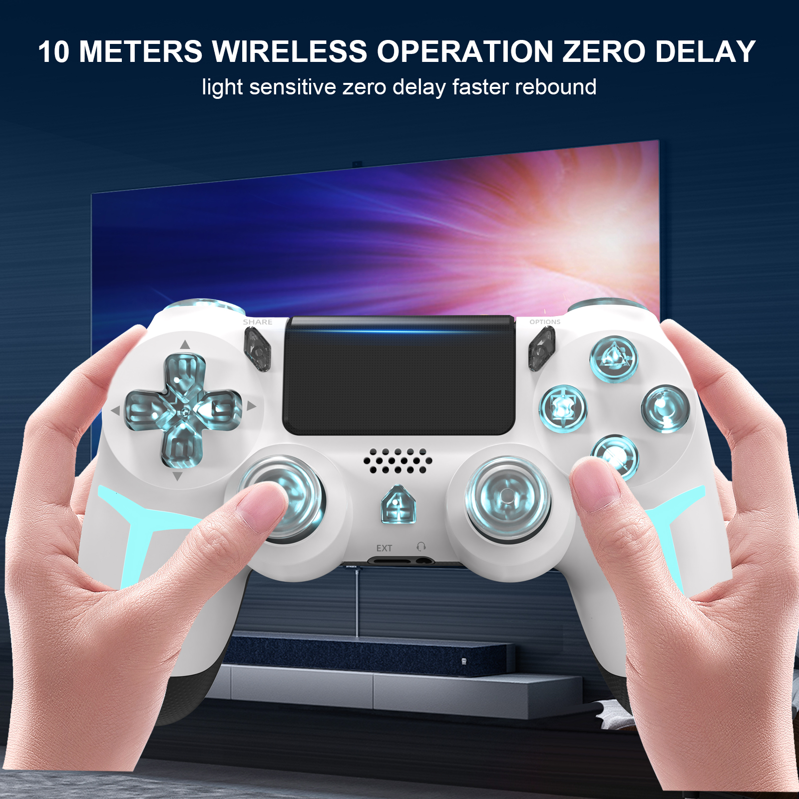 RGB Light Wireless Gamepad Bluetooth Controller For PS4 PS3 Console ...