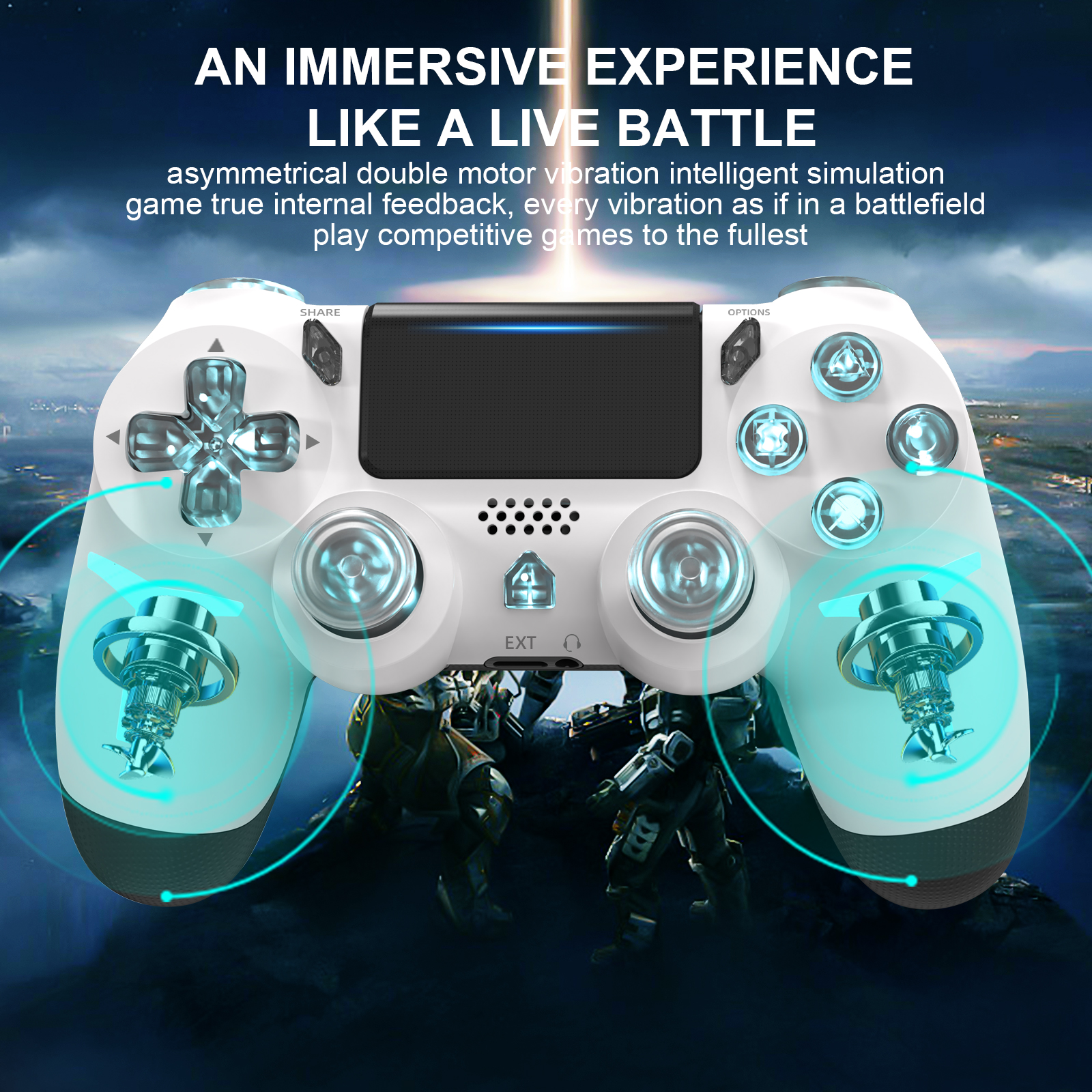 RGB Light Wireless Gamepad Bluetooth Controller For PS4 PS3 Console Computer PC 6-axis Gyroscope ...