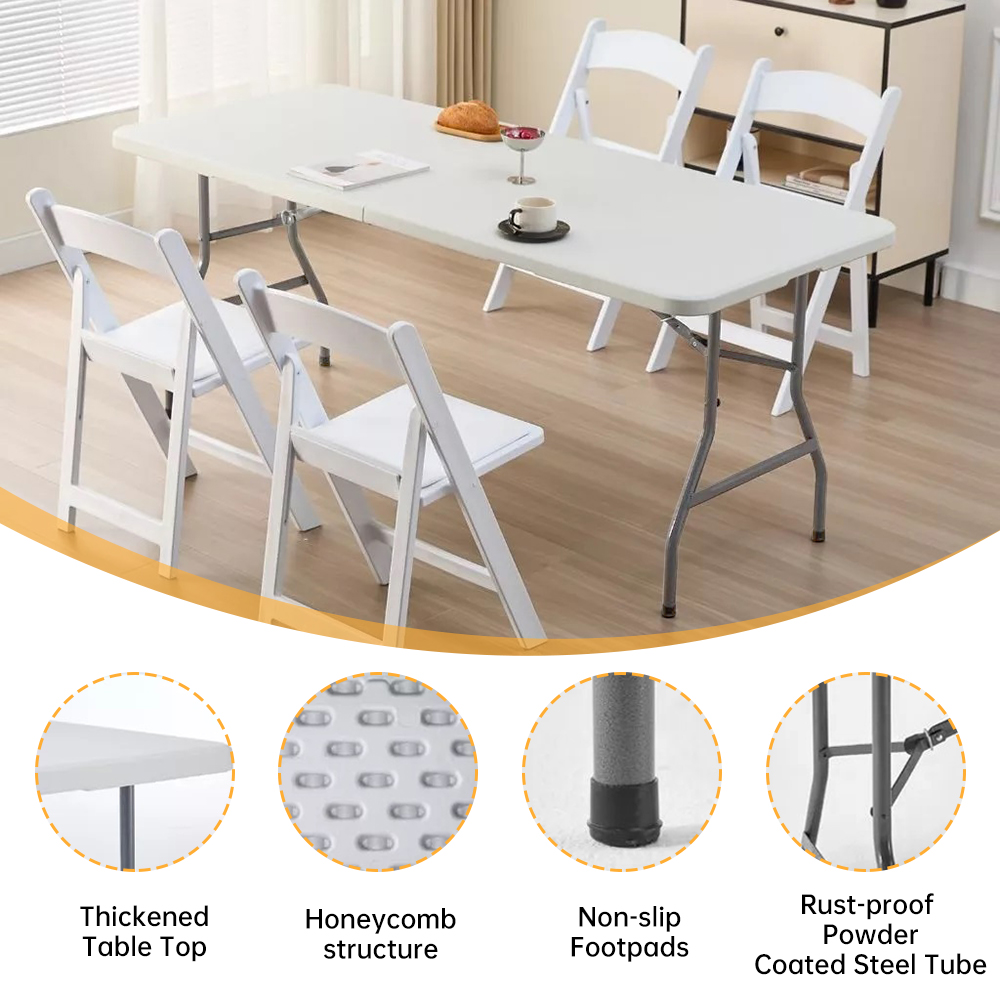 180CM 6Ft Foldable Banquet Table Event Catering Hall Buffet Heavy Duty ...