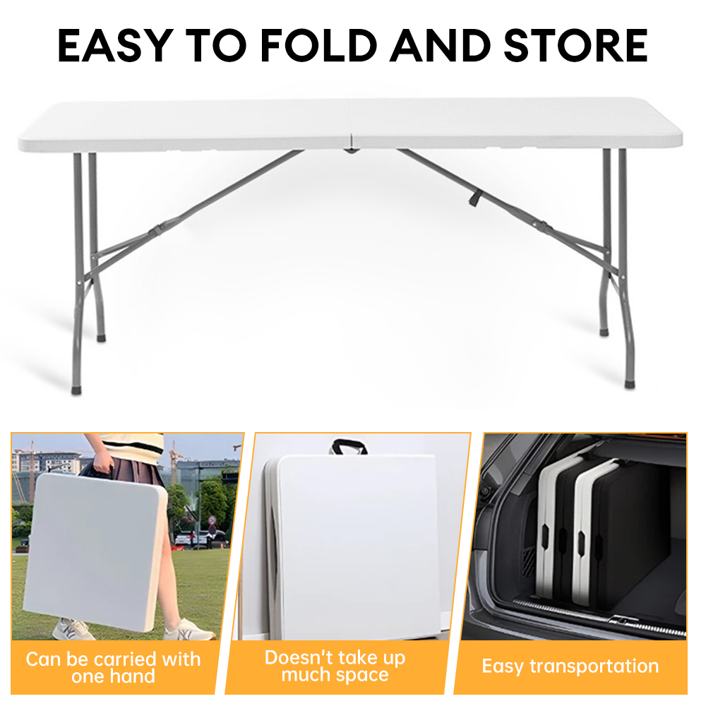 180CM 6Ft Foldable Banquet Table Event Catering Hall Buffet Heavy Duty ...