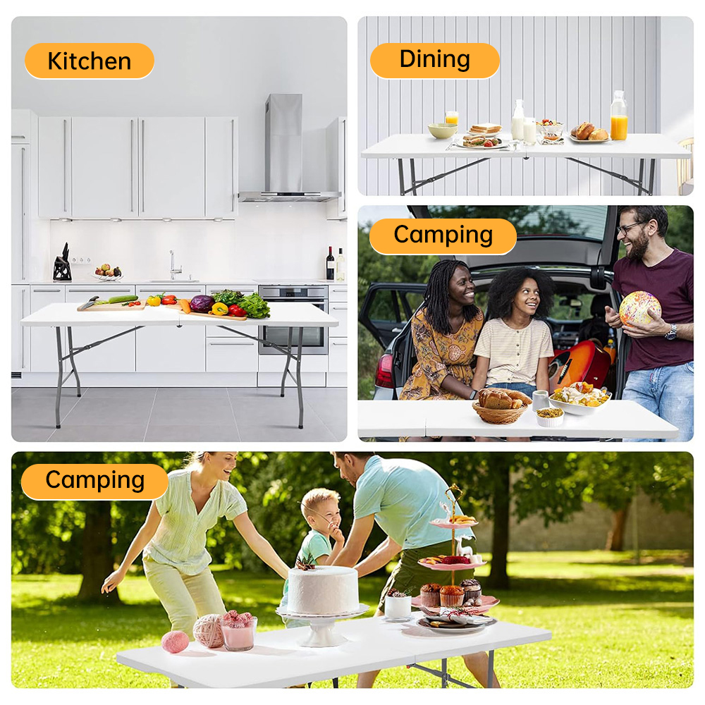 180CM 6Ft Foldable Banquet Table Event Catering Hall Buffet Heavy Duty ...