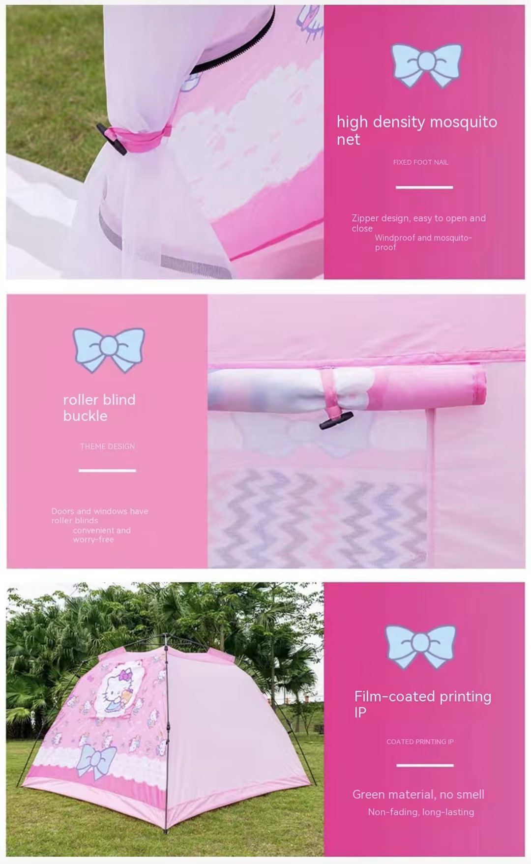Sanrio Hello Kitty Pink Camping Tent Outdoor Waterproof Sun Shelter ...