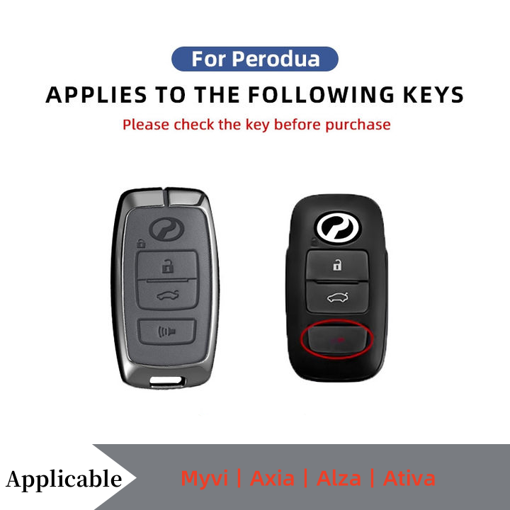 【READY STOCK】Car Key Alloy Cover Keychain Perodua Bezza Ativa Myvi Alza ...