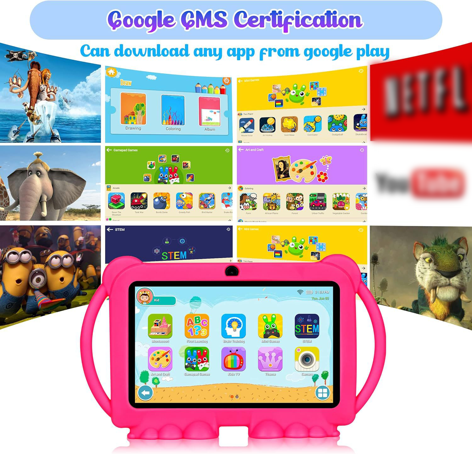 NUMVIBE 7inch Kids Tablet 8GB+128GB Eye Protection Parental Control ...
