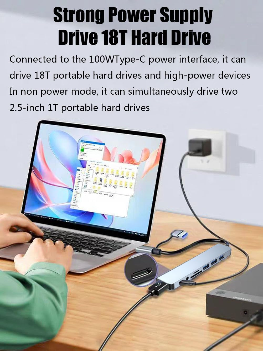 USB Port HUB 8 in 2 Type C Expander with TF SD Reader 3.5mm PD Audio ...