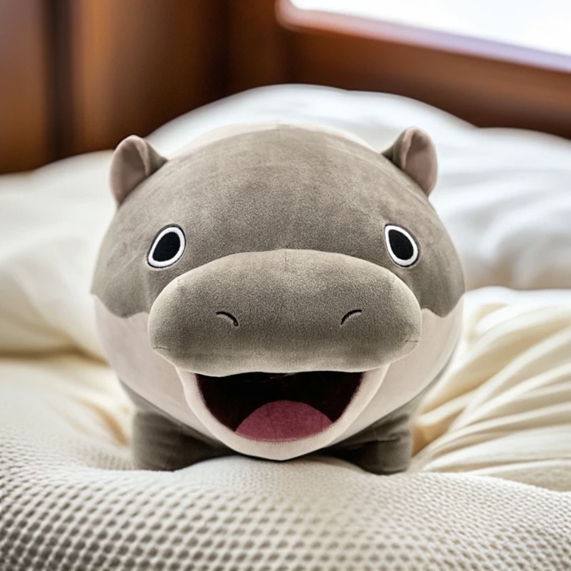 MooDeng Bouncy Hippo Plush Toy - Cute Stress Relief Stuffed Animal for ...